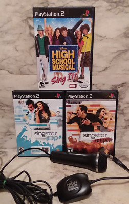 Vntg PS2 Disney HIGH SCHOOL MUSICAL Sing It Microphone/Game & 2 ...