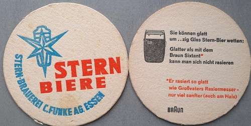 alter Bierdeckel Stern Funke ESSEN Braun sixtant | eBay