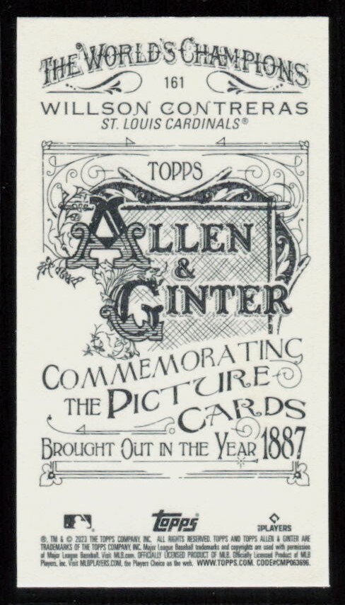 2023 Topps Allen & Ginter Willson Contreras #161 Cardinals Mini A & G ...