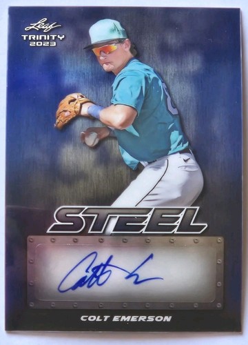 COLT EMERSON 1/10 STEEL AUTOGRAPH 2023 LEAF TRINITY BASEBALL SILVER ...