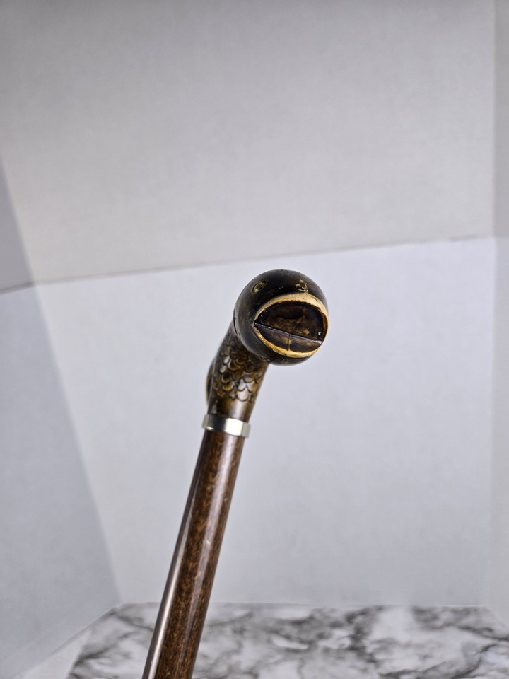 Wooden Vintage Style Carved Fish Trout Handle Walking Stick Cain (31 ...