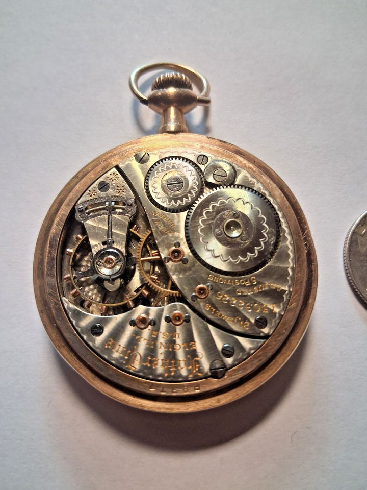 1910 Elgin Railroad Grade Pocket Watch 21 Jewel Wadsworth Pilot Gold ...