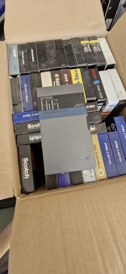 140 ++ Recordable VHS tapes ( 2 Boxs Full) All Quality Tapes Some Still ...