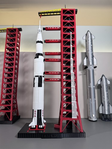 1/200 Scale NASA Saturn V with Launching Tower Frame Model 3D Build ...