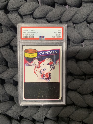 1980 TOPPS MIKE GARTNER ROOKIE RC NHL HOCKEY CARD #49 CHECKLIST PSA 8 ...