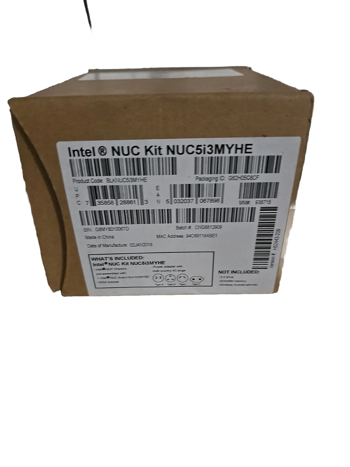 Intel NUC Kit BLKNUC5I3MYHE NUC5I3MYHE I3-5010U DUAL CORE HD Graphics ...