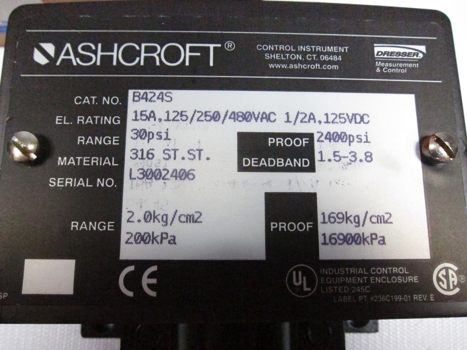 Ashcroft B424S XFM B424sxfm Pressure Switch for sale online | eBay