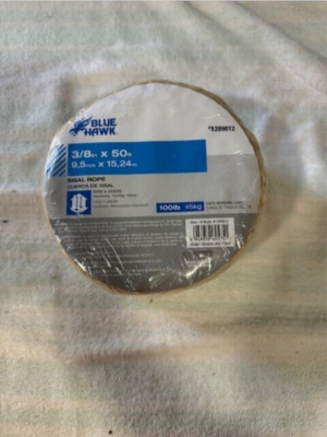 Blue Hawk 3/8 in. x 50 ft. New Twisted Sisal Rope, Natural Twine ...