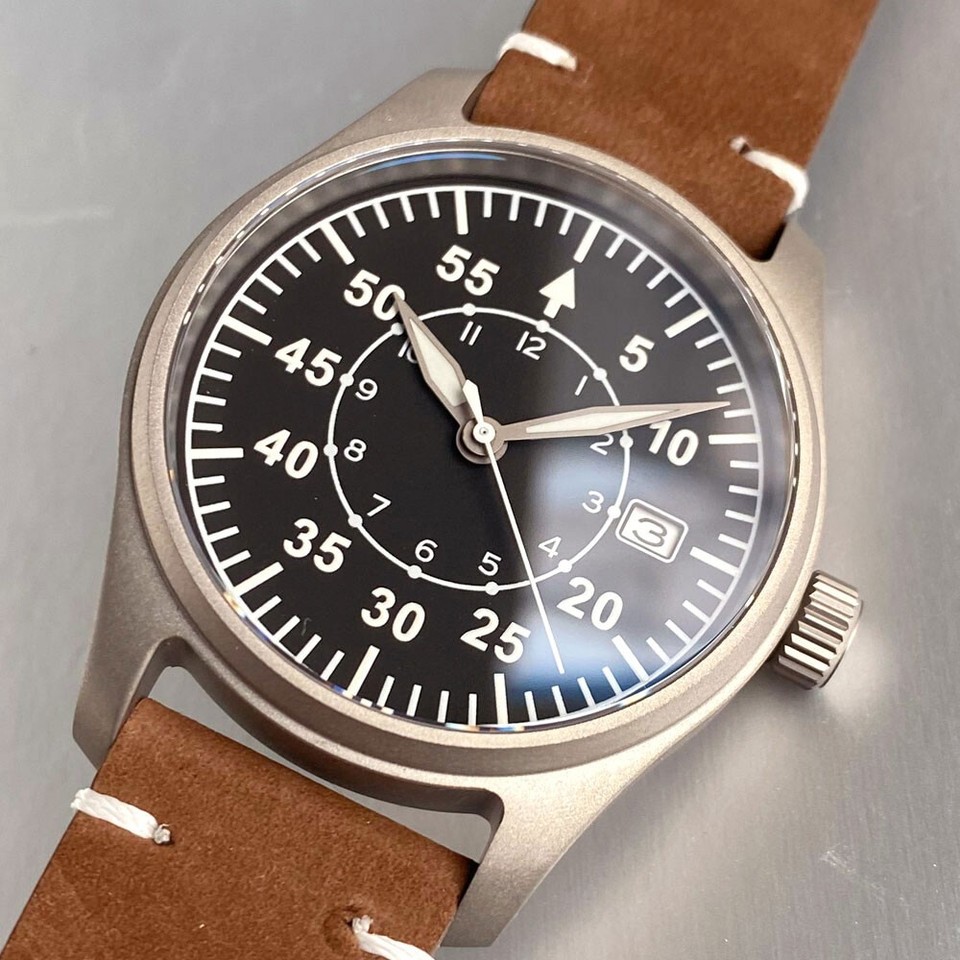 NH35 Titanium 39mm Pilot Sapphire 200M Dive Men Automatic Watch Gray ...