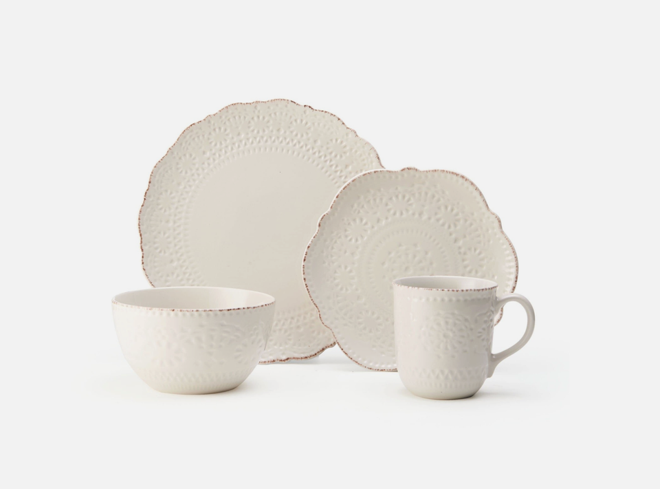 Chateau Cream 16-Piece Stoneware Dinnerware Set, Service for 4, Off ...
