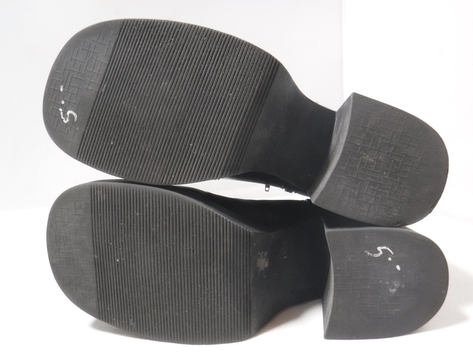 GA3 VTG 90s Y2K Nine West Black Leather Chunky Platform Heel Boots ...
