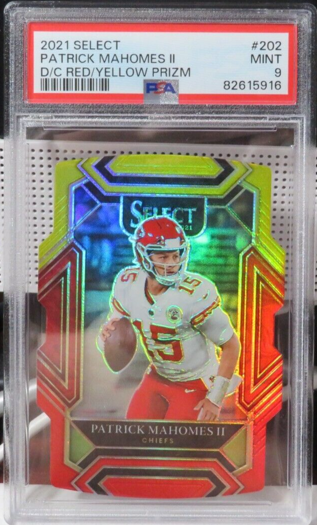 G958 2021 SELECT PATRICK MAHOMES #202 RED YELLOW DIE CUT PSA 9 | eBay