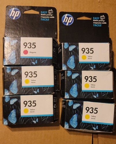 6x NEW Genuine HP 935 Yellow 1 Magenta Printer Ink Cartridge Exp 06/ ...