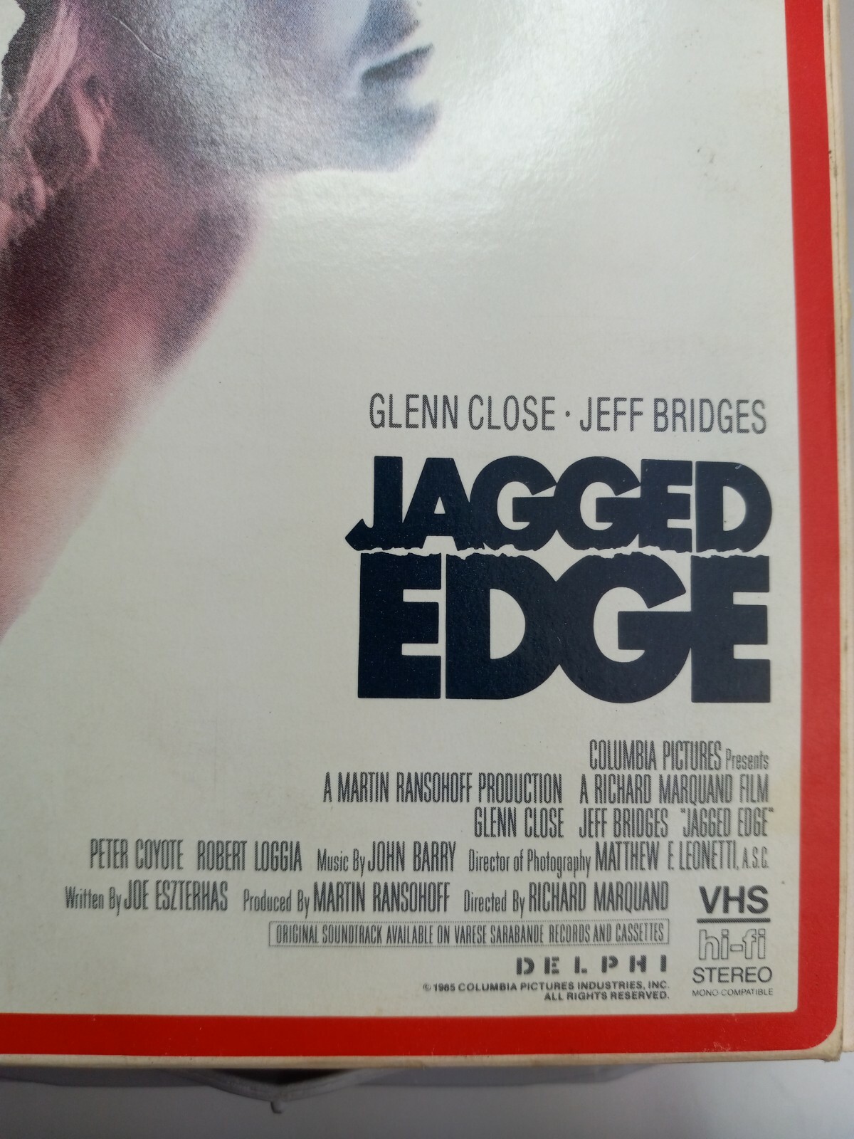 Jagged Edge (1985-VHS) Suspence/ Thriller Rated R. Glenn Close, Jeff Bridges | eBay