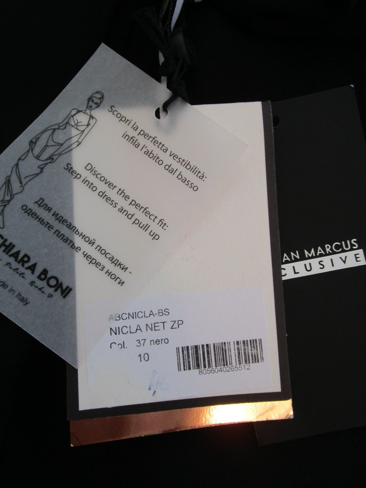 NWT CHIARA BONI LA PETITE ROBE Nicla Black Illusion Sleeve Dress 10 ...