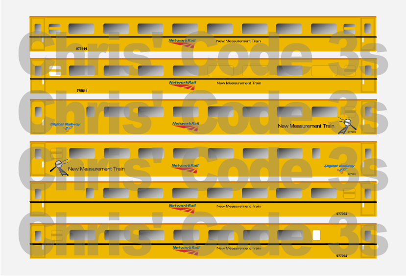 Adhesive Vinyl Coach Decals suit N Gauge Graham Farish - Network Rail ...