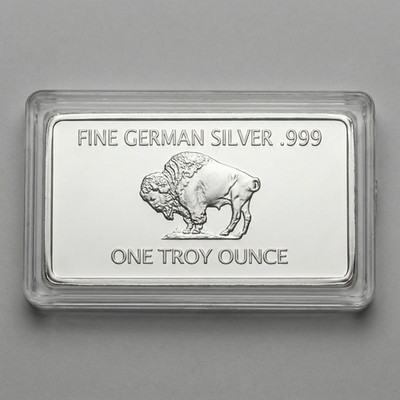 German Buffalo Design – .999 1 Troy Ounce German Silver Bar with Case ...