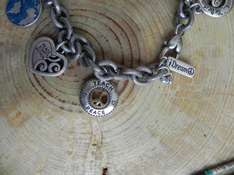 Brighton~PEACE Charm Bracelet up to 8 1/2" Retired | eBay