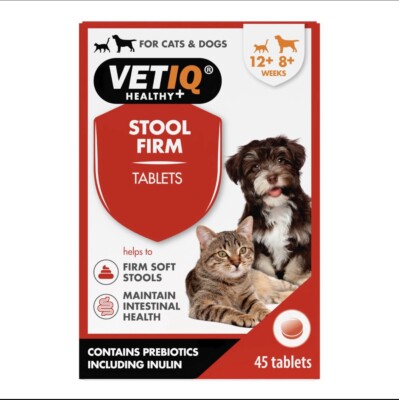 VetIQ Stool Firm Loose Stool Aid, 45 Tablets, with Pectin & Prebiotic ...