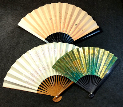 Set of 3 Japanese Folding fan SENSU 扇子 for Tea ceremony from Japan ...