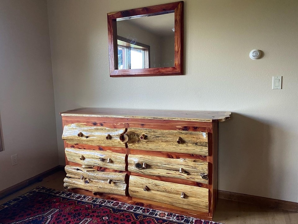 Rustic Cedar 6 Drawer Dresser – Solid Wood, 60" L 22" W, Live Edge ...