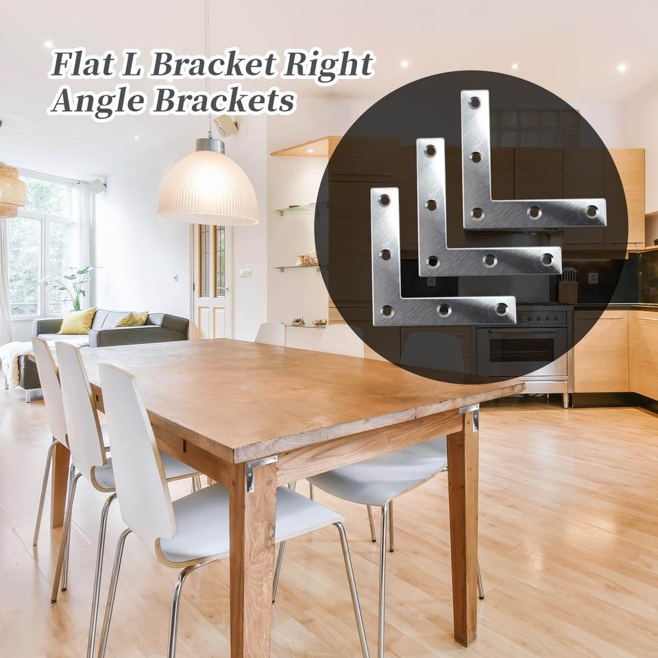 4.7" x 4.7" Large L Flat Bracket Right Angle Brackets Flat Corner Brace ...