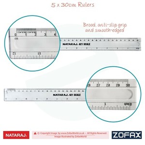 NATARAJ 621 Scale 30cm/300mm/12"inch Clear Plastic High Quality Strong ...
