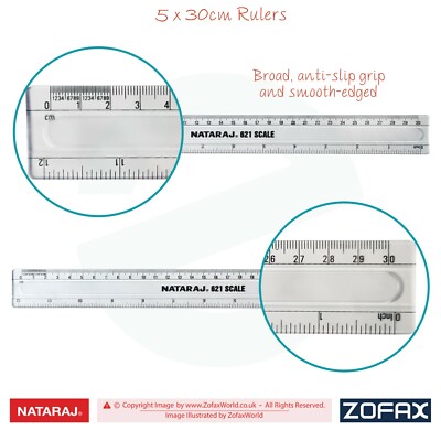 NATARAJ 621 Scale 30cm/300mm/12"inch Clear Plastic High Quality Strong ...