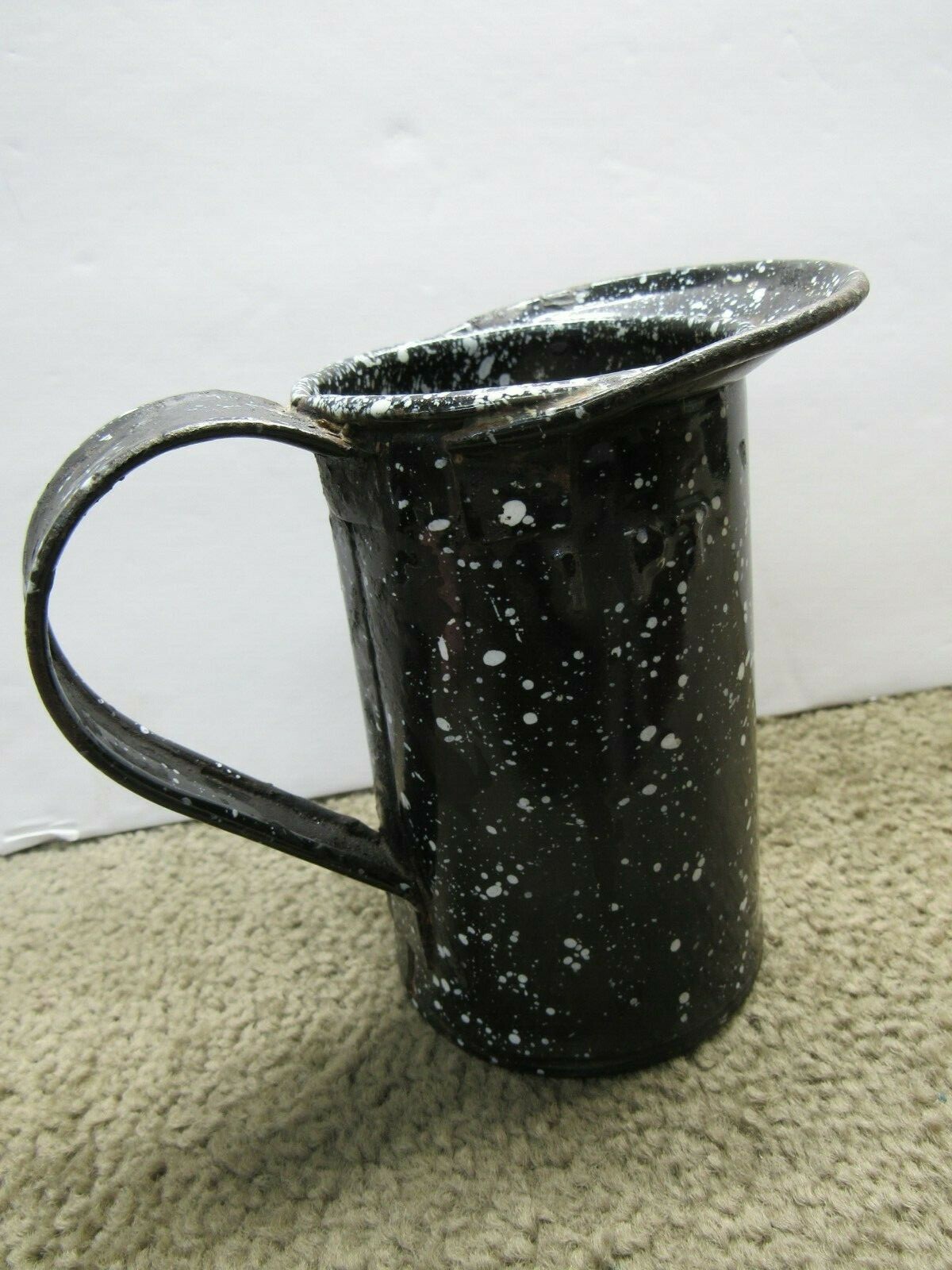 US WW1 WW2 US Navy Granite Wear Pitcher 1 Pint Enamel Porcelain Mess ...