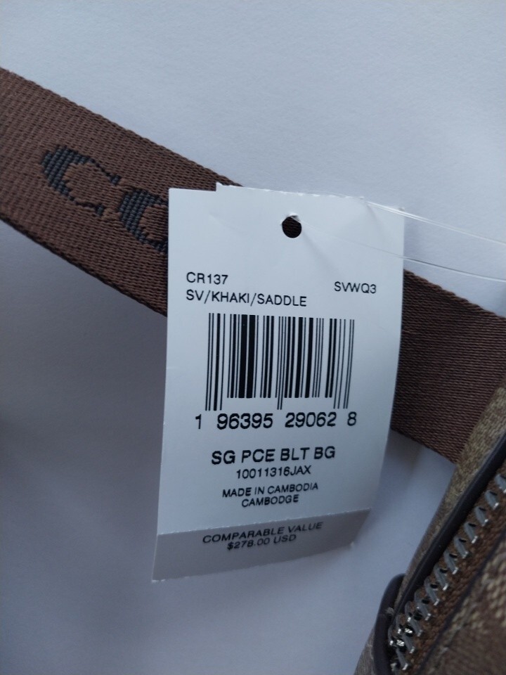 Coach Pace Belt Bag In Signature Canvas Original with Price Tag &Label ...