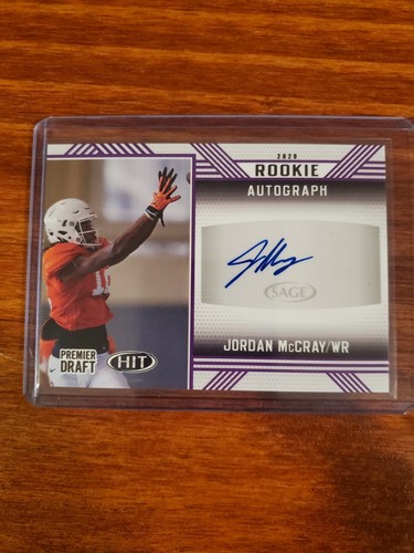 2020 Sage Hit Premier Draft Jordan McCray Auto Rookie purple Oklahoma ...