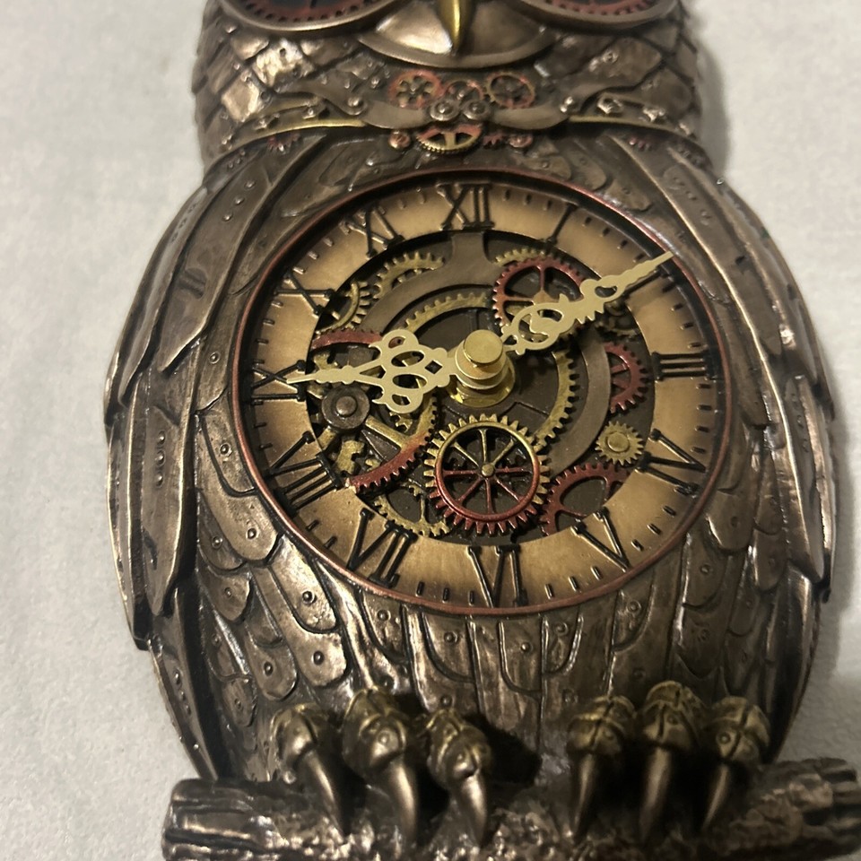 New! Steampunk Owl Pendulum Analog Wall Clock Antique Bronze Finish ...