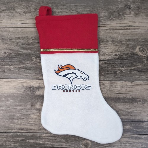 Denver Broncos Christmas Stocking With Logo White & Red Medium Size NFL ...
