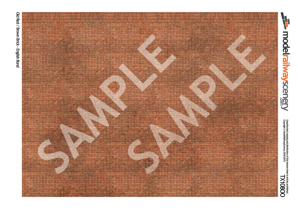 5 x SHEETS OLD ENGLISH BOND RED BRICK PAPER OO GAUGE 1:76 MODEL RAILWAY ...