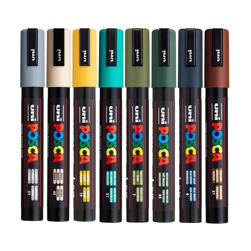POSCA PC-5M Paint Marker 8-Color Set (Earth Tones) | eBay