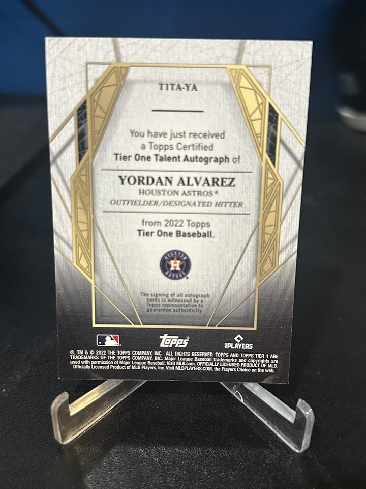 2022 Topps Tier One Talent Yordan Alvarez Auto /175 Astros | eBay