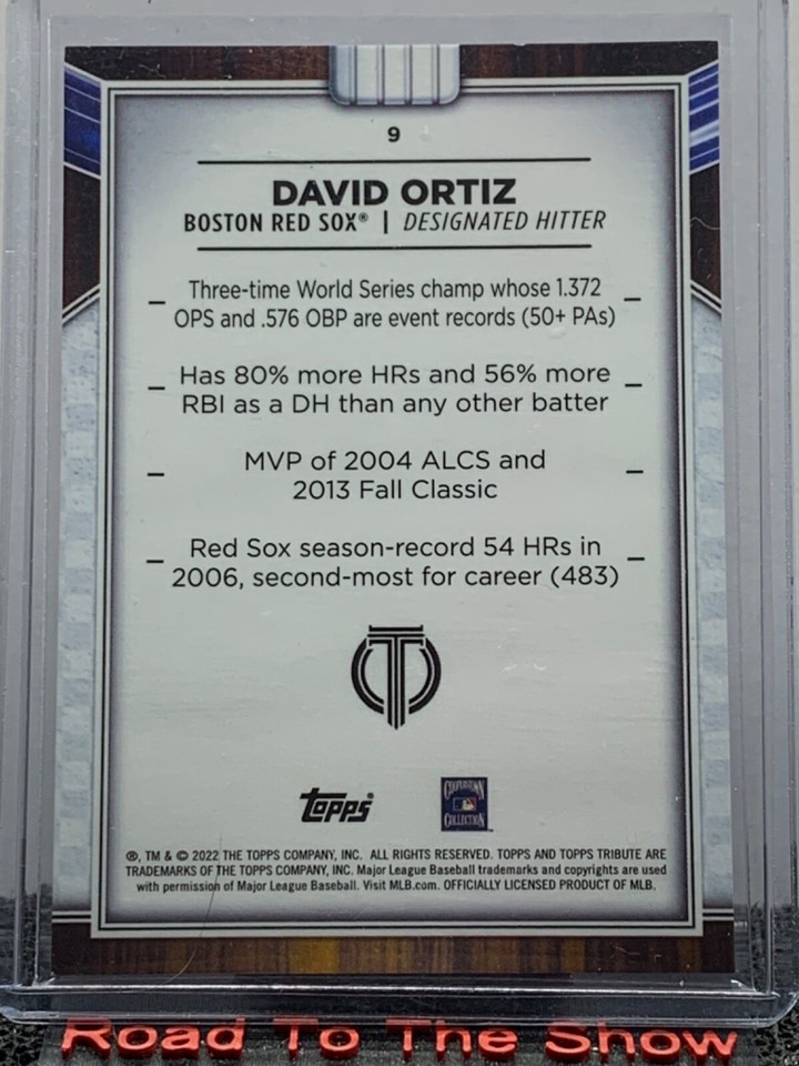 2022 Topps Tribute David Ortiz #9 Thick Card Red Sox | eBay
