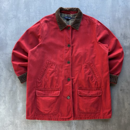 Lands’ End Red Barn Jacket Womens 1X Cotton Canvas Corduroy Collar ...