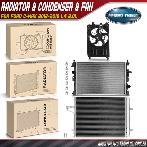 New Radiator & AC Condenser & Cooling Fan Kit for Ford C-Max 2013-2018 ...