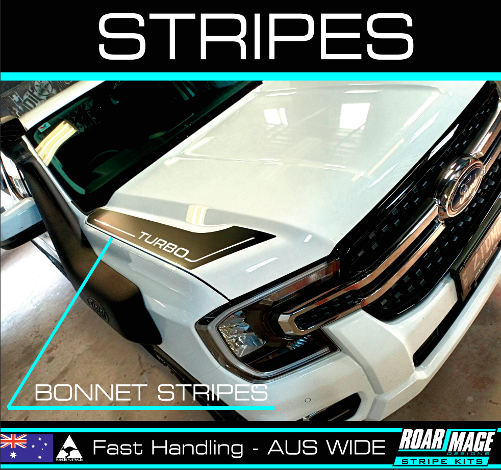 AM Bonnet stripes decals stickers fits 2022 - 2023 Ford Ranger Everest ...