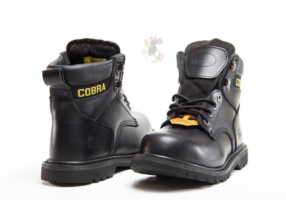 Men Work Boot Cobra C826S Steel Toe Black Leather Goodyear Welt ...