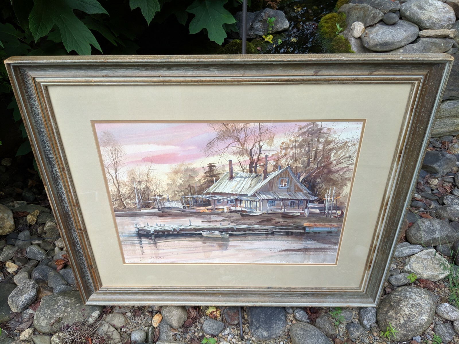 Endre Peter Darvas Original 25x20" Drawing-Watercolor Rustic Bayou ...