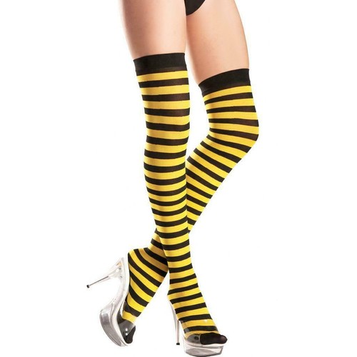 BeWicked Black and Yellow Thigh Highs Horizontal Striped Stockings ...