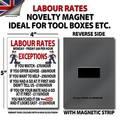 LABOUR RATES NOVELTY MAGNET 5" X 4" | eBay