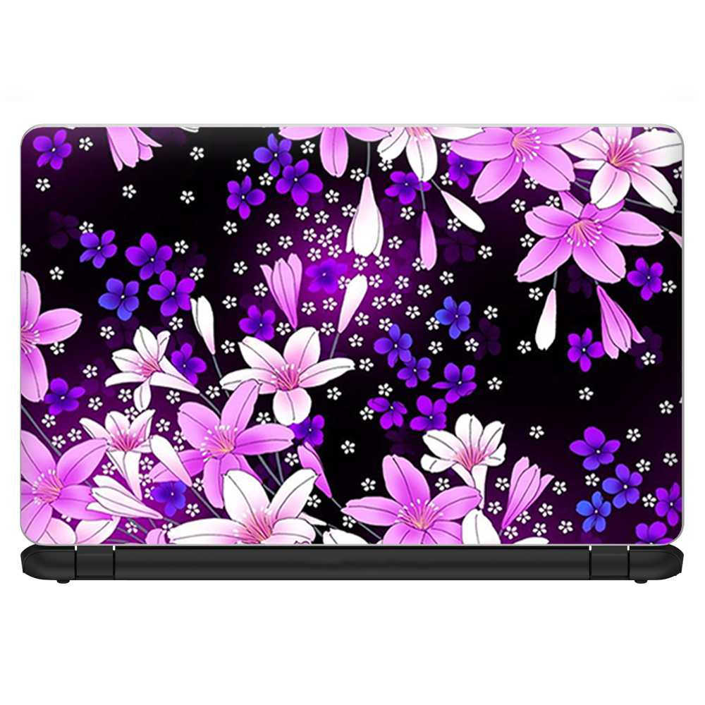 Universal Laptop Skins Wrap for 14" - Purple Pink Colorful Flowers ...