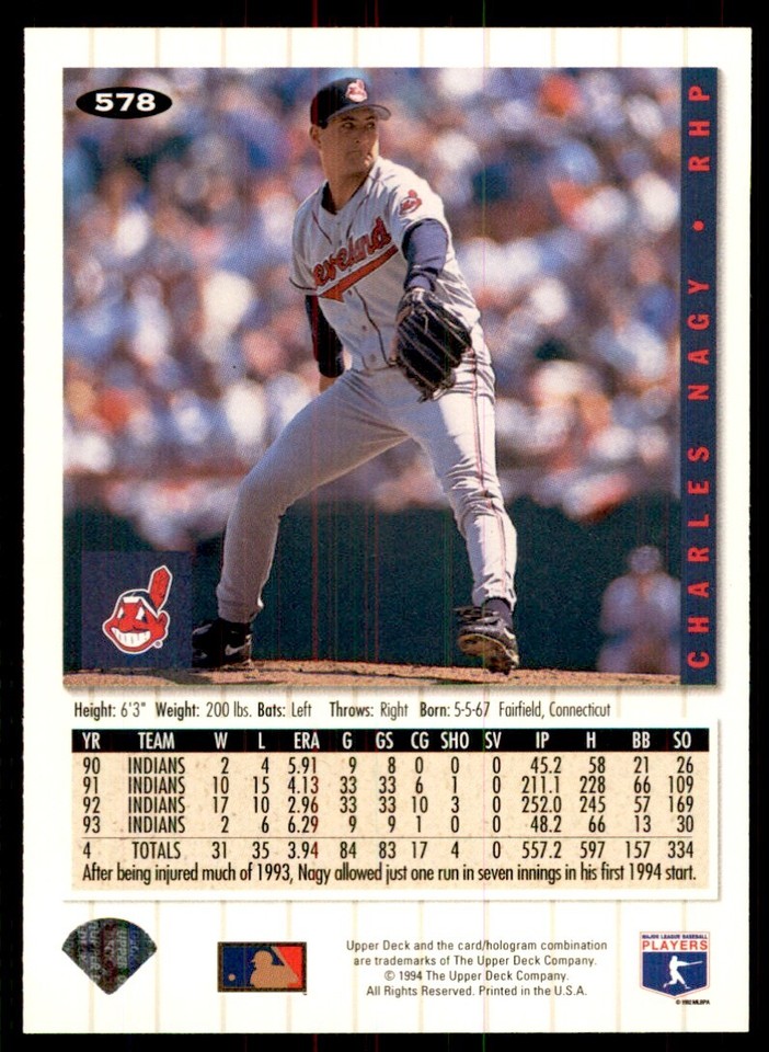 1994 Upper Deck Charles Nagy Baseball Cards #578 | eBay
