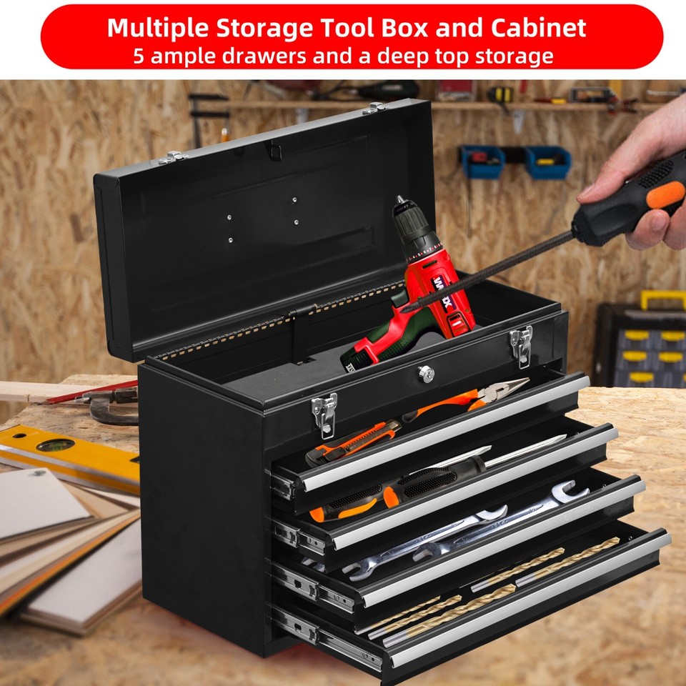 4-Drawer &1- Deep Top Box Tool Chest , Tool Storage Cabinet for Home ...