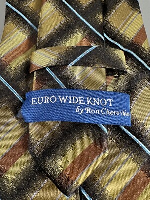 EURO WIDE KNOT [ STRIPES/BLACK ] men's tie 100% Silk Made in China | eBay