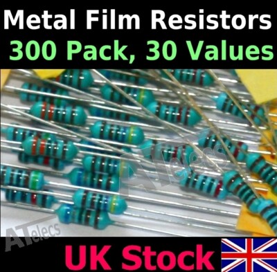 Resistors Metal Film 300 Pack, 10 each 30 values 1/4w 1% Kit/Assortment ...
