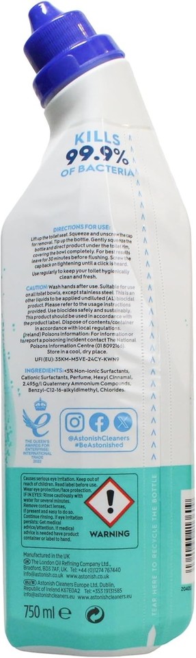 Eucalyptus Toilet Fresh Gel Kills 99.9% of Bacteria Limescale ...